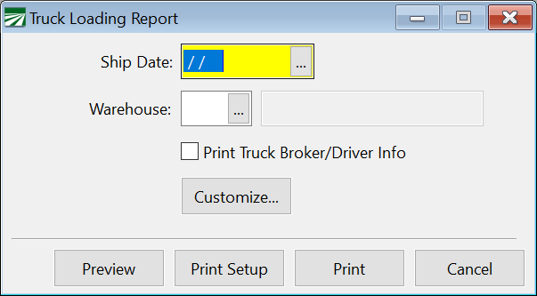 Truck Loading Report