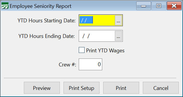 Employee Seniority Report (Seniority List)