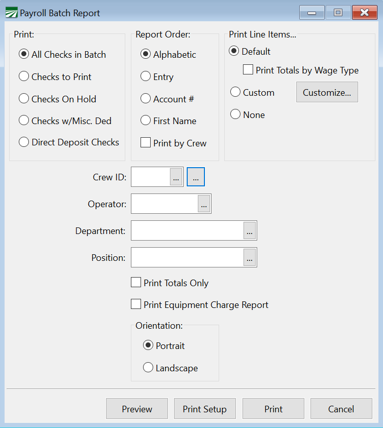 Payroll Batch Report