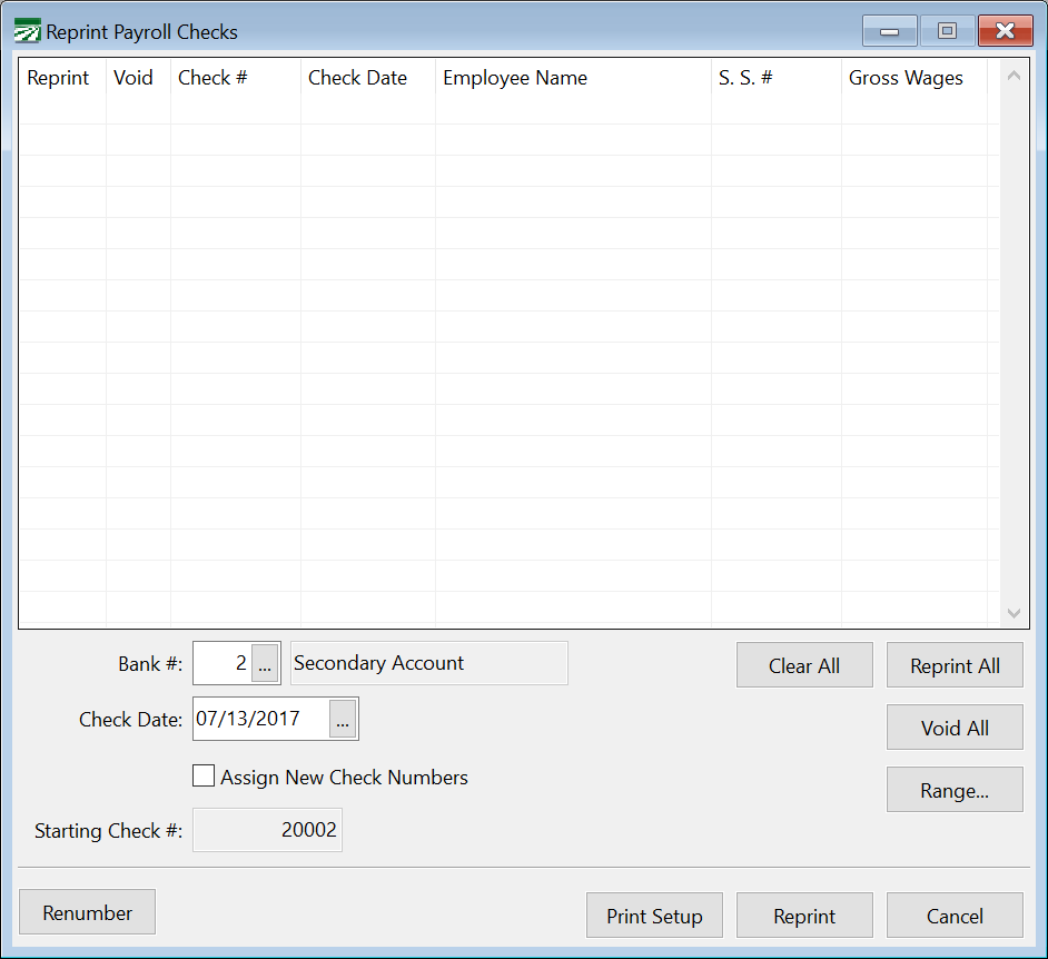 Reprint Payroll Checks