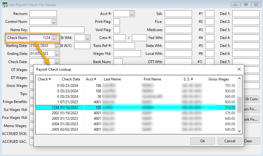 Edit Payroll Check File Header
