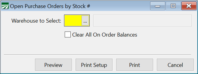 Open Purchase Orders by Stock