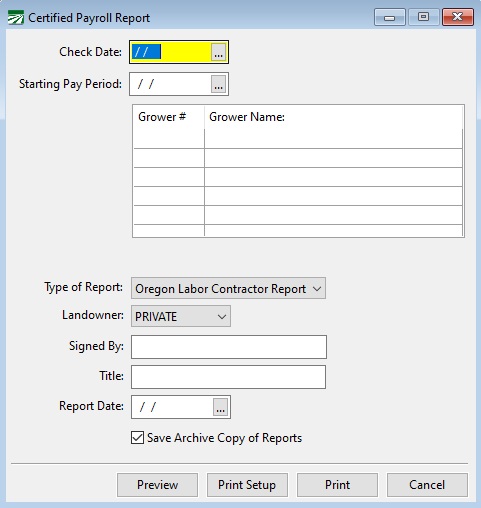 Certified Payroll Report