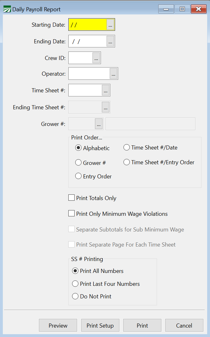 Daily Payroll Report