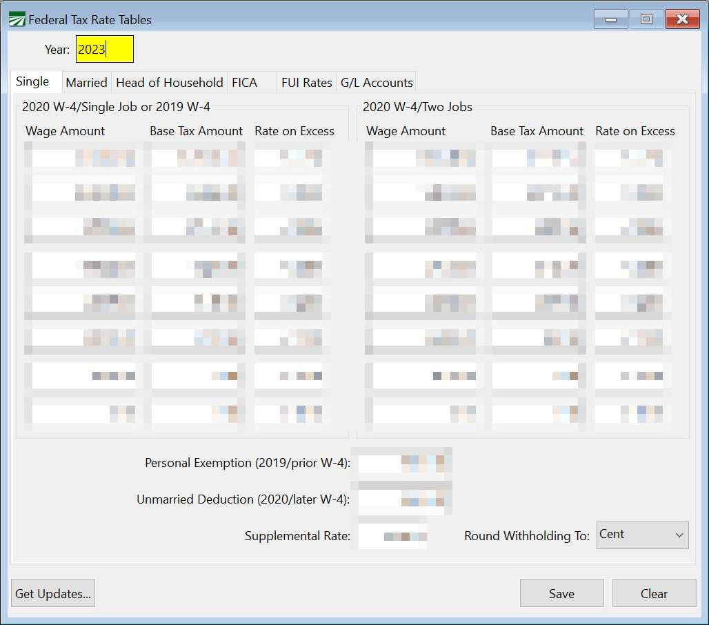 Federal Tax Rate File