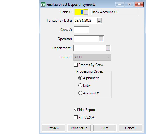 Finalize Direct Deposit Payments