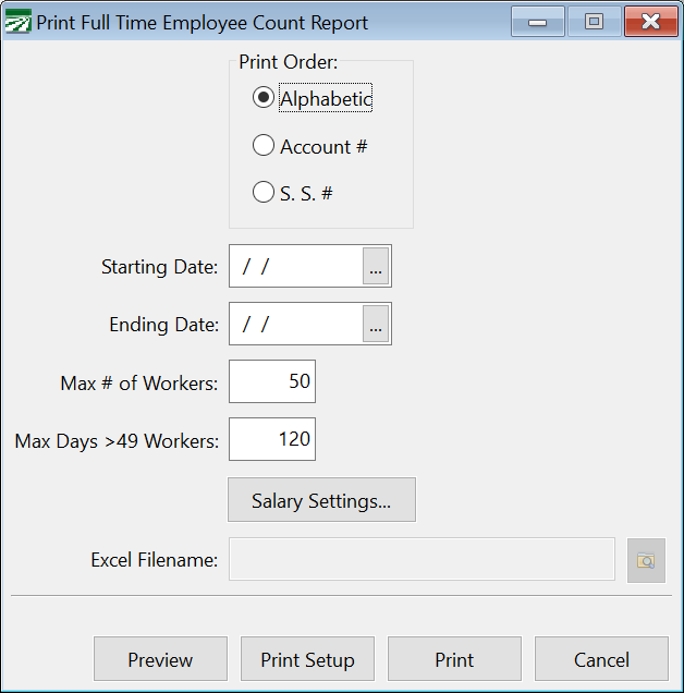 PPACA Full Time Employee Count Report