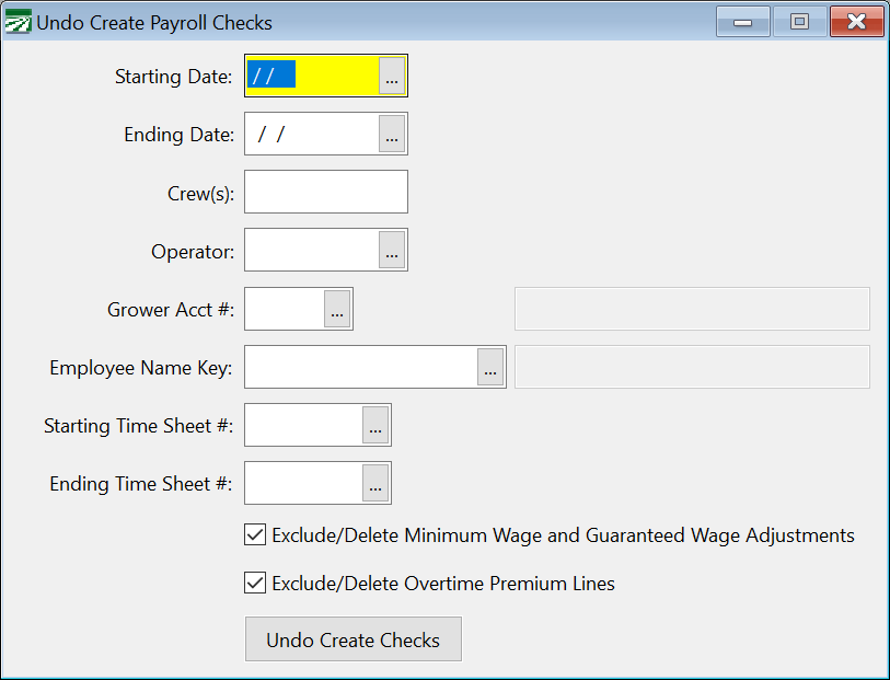 Undo Create Payroll Checks