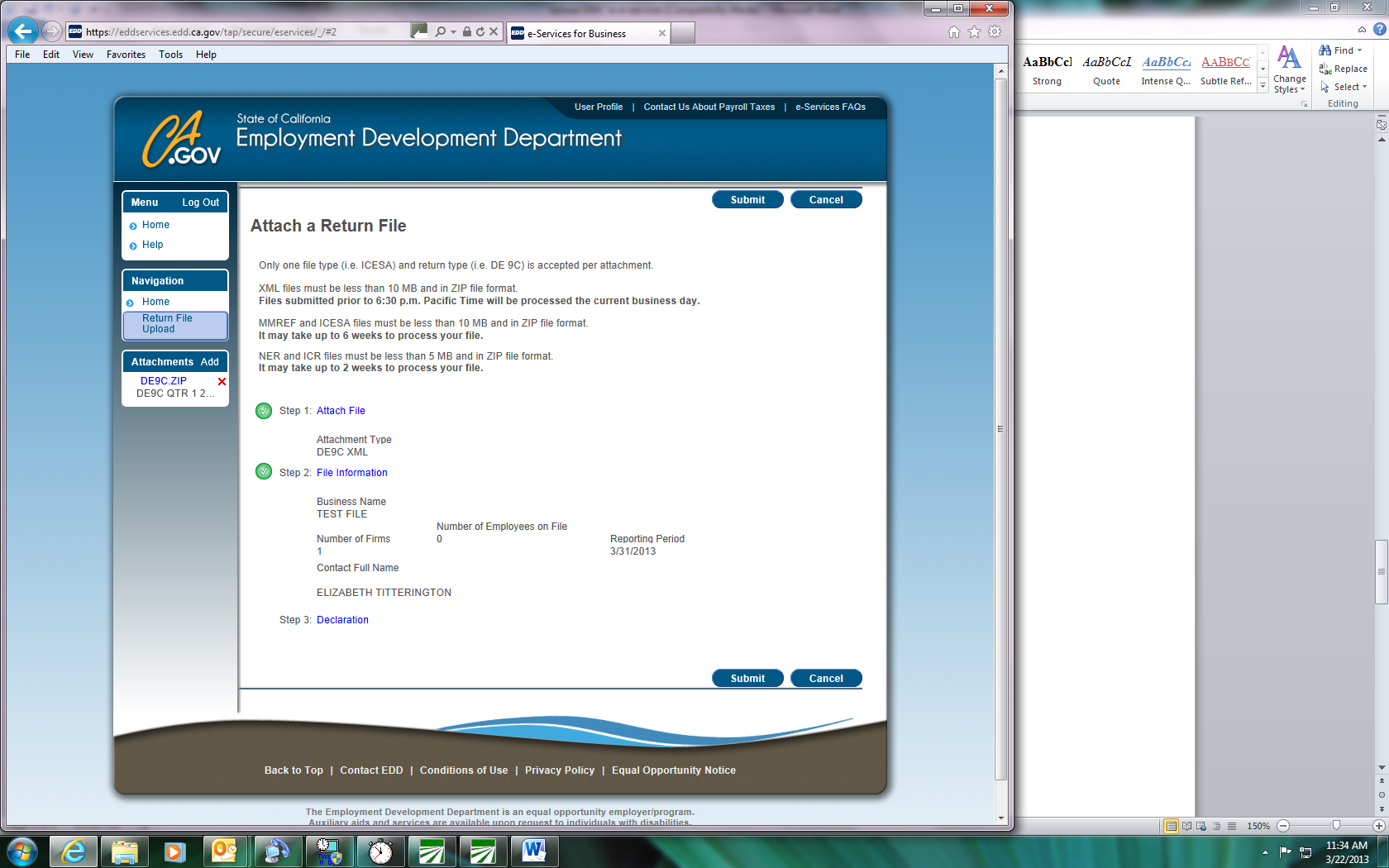 Upload DE 9 & DE 9C to EDD e-Services